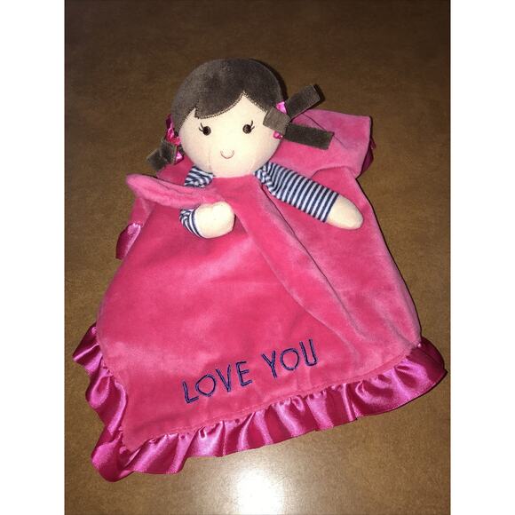 Carter's | Toys | Carters Pink Doll Lovey Brown Hair Love You Security ...